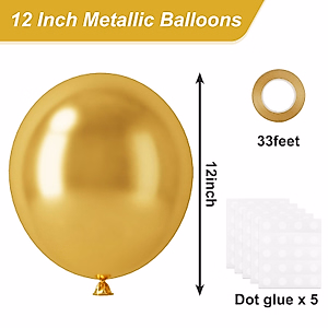 RUBFAC 120pcs Gold Balloons 12 Inches Chrome Metallic Balloons, Metallic Gold Balloons for Graduation Anniversary Wedding Party Supplies Garland Arch Decoration