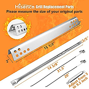 Hisencn Grill Replacement Parts for Charbroil Advantage Series 4 Burner 463344116, 466344116 Gas Grill, Grill Burners Tube, Heat Plate Tent Shield, Adjustable Carryover Tube, G361-0003-W1