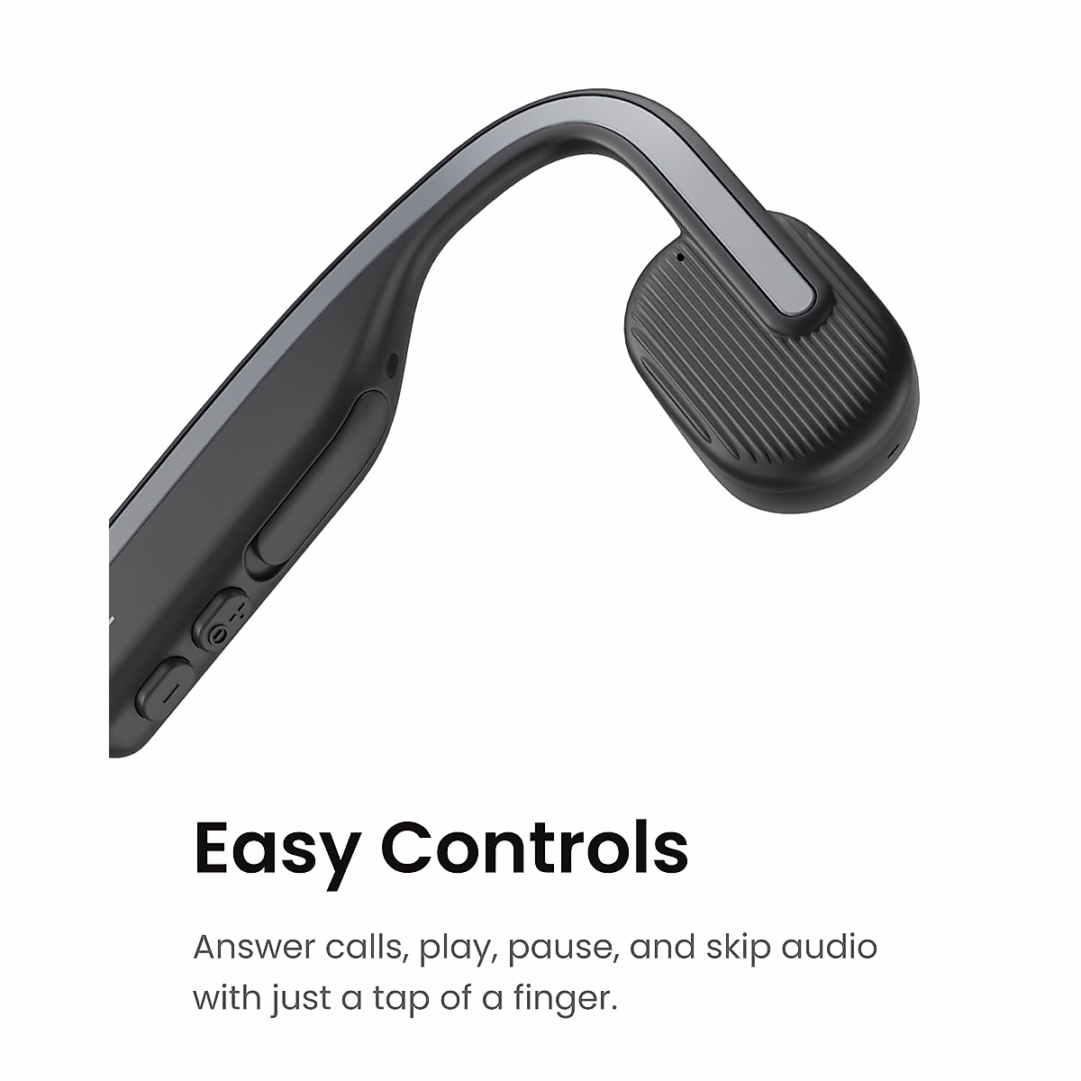 SHOKZ OpenMove - Open-Ear Bluetooth Sport Headphones - Bone Conduction Wireless Earphones - Sweatproof for Running and Workouts, with Sticker Pack (Grey) (Renewed)