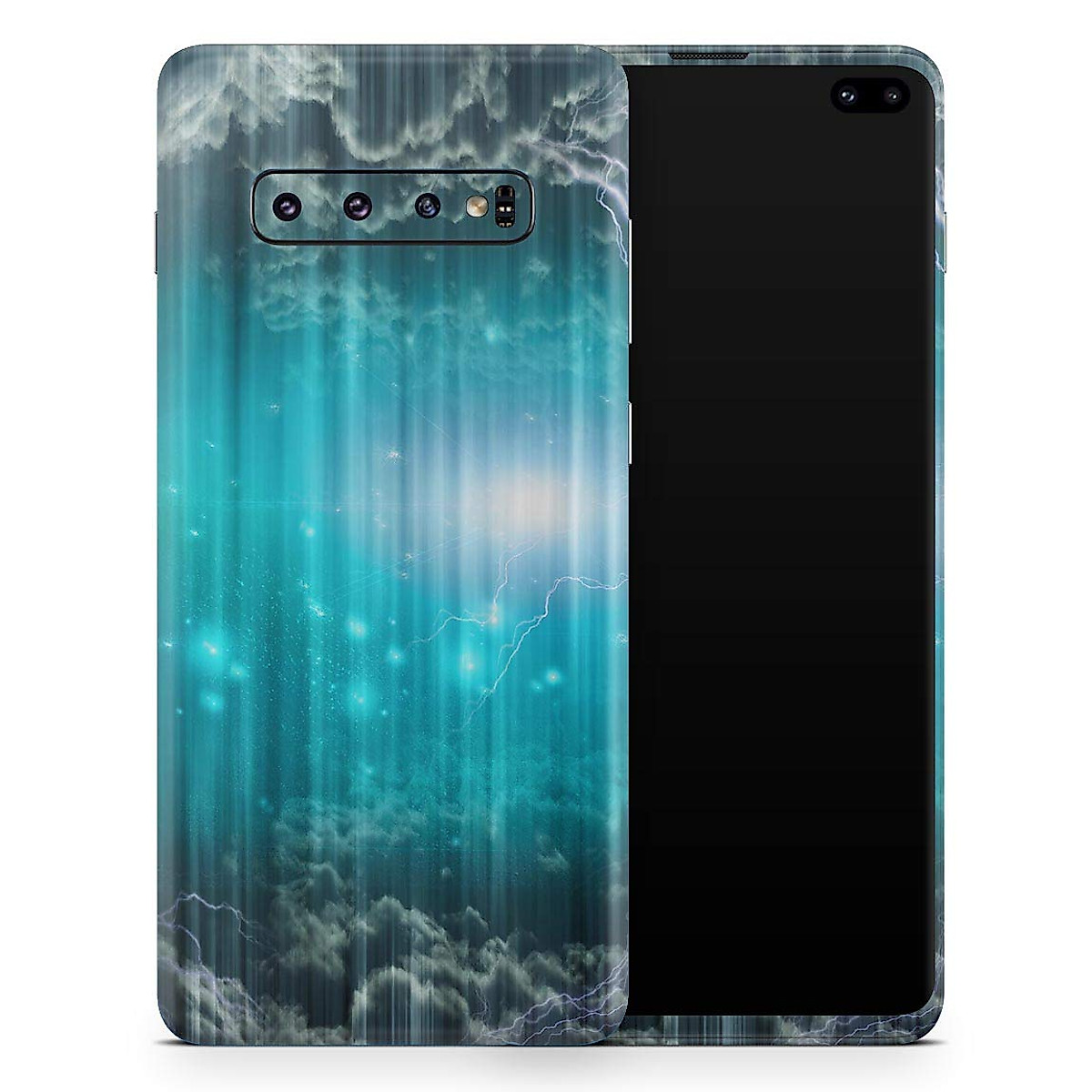 DesignSkinz Teal Twilight Zone with Strikes of Lightening Protective Vinyl Decal Wrap Skin Cover Compatible with The Samsung Galaxy S20 (Screen Trim & Back Glass Skin)