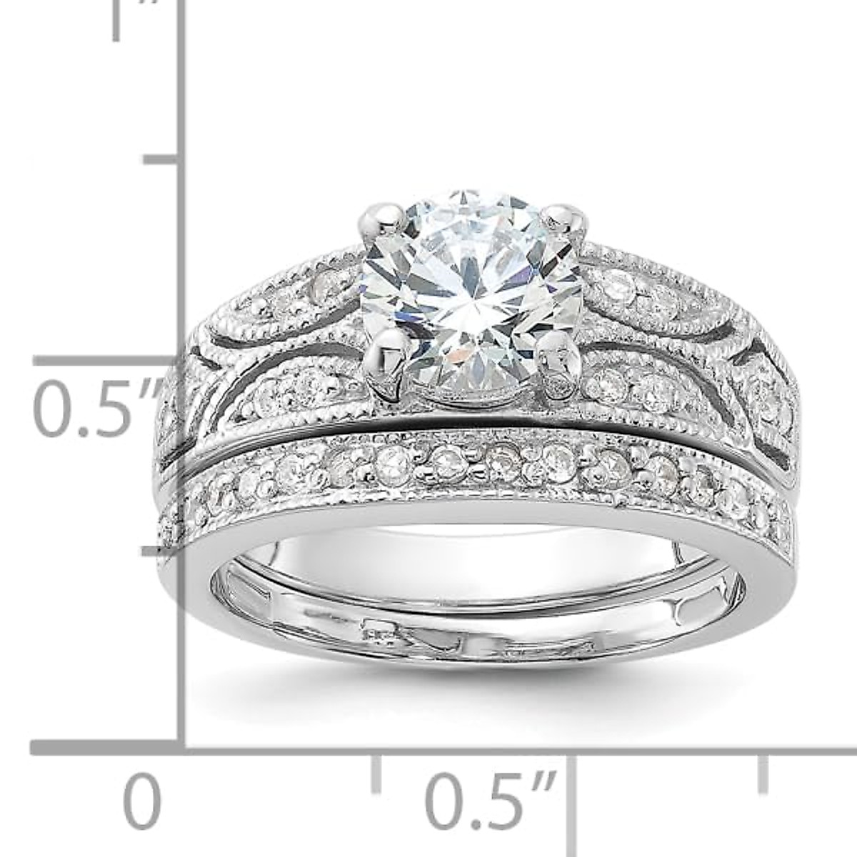 IceCarats 925 Sterling Silver Cubic Zirconia CZ Wedding Band Engagement Ring Bridal Jewelry Set Size 8