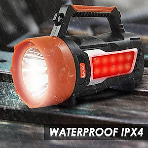 ErayLife Camping Lanterns Rechargeable Hand Crank Flashlight Cell Phone Charger, Camping Essentials, 6 Light Modes, IP64 Waterproof, Handheld LED Spotlight Flashlight for Camping Hiking Emergency