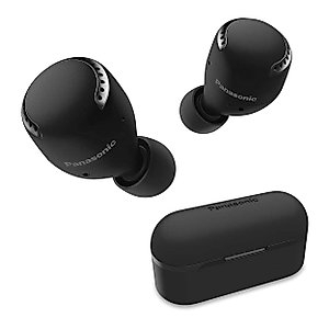 Panasonic True Wireless Earbuds, Noise Cancelling Bluetooth Headphones, IPX4 Water Resistant and Compatible with Alexa, Charging Case Included - RZ-S500W (Black)