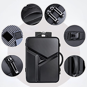 Elsegood Hard Shell Anti Theft Backpack for Men 35L Expandable Waterproof Computer Bag with USB Port & Wet Pocket,Gaming Travel Business Carry On Luggage Backpack fit 15.6/16/17 Inch Laptop,Black