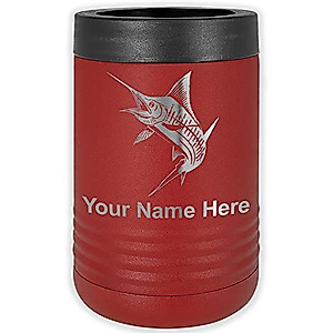 LaserGram Double Wall Insulated Beverage Can Holder, Marlin Fish, Personalized Engraving Included (Standard Can, Maroon)