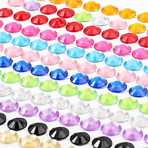 3120pcs 6mm Self-Adhesive Rhinestone Stickers Gem Stickers Jewels Crystal Embellishment Sheet for Crafts DIY Card Making (12 Sheets)