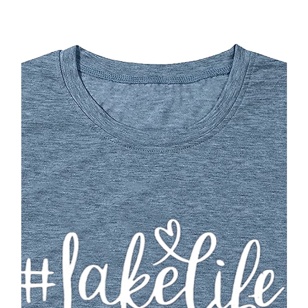 Dapiaoliang Lake Life Shirts for Women Funny Vacation Graphic Tee Casual Summer Short Sleeve Blouses Round Neck Loose Tunic Top Ink Blue, Small