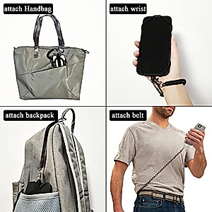 Phone Tether with 2 Patch and Silicone Phone Holder,2 in 1 iPhone Lanyard Tether with Carabiner Clip for Anti-Drop,Fits Most Cell Phones (Black)