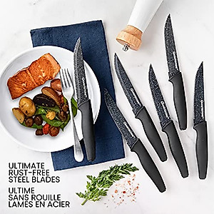 Granitestone Nutriblade 6-Piece Steak Knives with Comfortable Handles, Stainless Steel Serrated Blades – Dishwasher-safe and Rust-proof Steak Knife For Home and Restaurant Use As Seen On TV