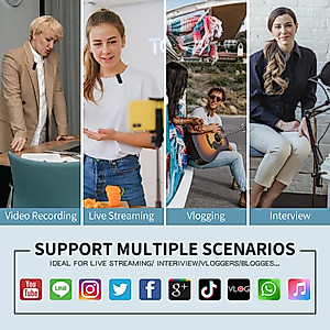 Mucrlex Wireless Lavalier Microphone, Wireless Microphones with 2 Convertible adapters for iPhone iPad Android PC in Video Vlog Recording Interview. (Yellow)