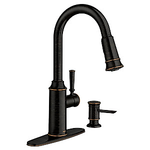 Moen 87731BRB Glenshire One-Handle High Arc Pulldown Kitchen Faucet, Mediterranean Bronze