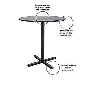 CoscoProducts COSCO 88852BLK1E Round Indoor/Outdoor Steel Bistro Table, 24", Black