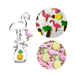 XYBAGS Tropical Cookie Cutter Set - 3 Piece - Pineapple, Flamingo, Palm Tree, Cookie Cutters Molds for Summer or Beach Theme Parties Supplies