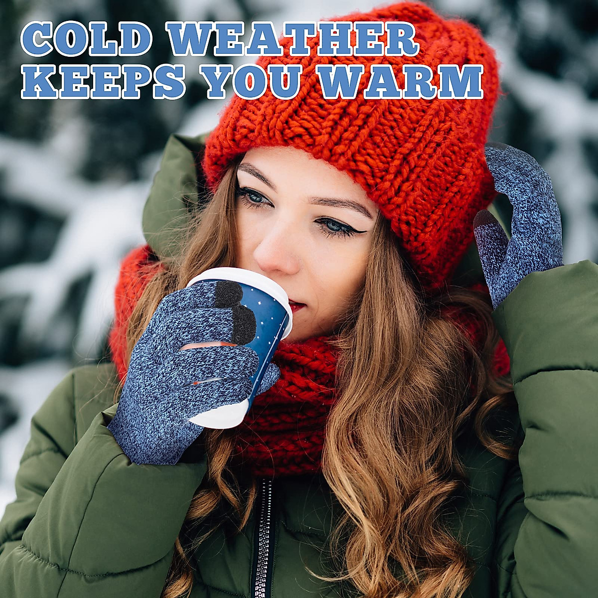 Newcotte 6 Pairs Women's Winter Touchscreen Gloves Warm Fleece Lined Knit Gloves Cold Weather Gloves for Men Women (Multi Colors)