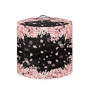 Annejudy Pink Cherry Blossom Kitchen Pressure Cooker Protector, Dust Cover for Small Appliances with Handles & Pockets, Lightweight Air Fryer Cover, Kitchen Small Appliance Accessories