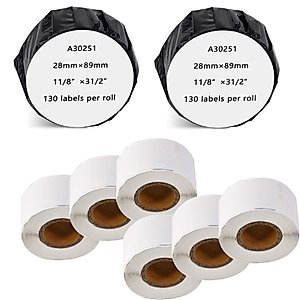 KCMYTONER Compatible with DYMO LW 30251 White Address Barcode Labels 1 1/8" x 3 1/2" Premium Self-Adhesive Replace for LabelWriter 450, 450 Turbo, 4XL, Rollo Zebra Printers, 8 Rolls (130/Roll)