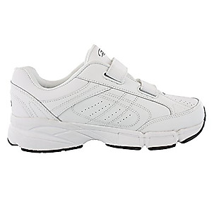 Dr.Scholls Men's Omega Light Weight Dual Strap Closure Sneaker Wide Width, White, 10.5 Wide