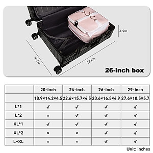 TABITORA Travel Luggage Organizer and Packing Cube Space Saver with Built in Hanging Shelves and Laundry Storage Compartment (Pink L)
