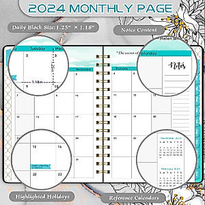 2024 Planner - January 2024 - December 2024, Weekly & Monthly Planner with Tabs, 6.3" x 8.4", Hardcover with Back Pocket + Thick Paper + Twin-Wire Binding - Gray