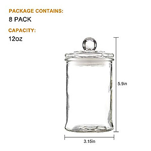 Maredash Glass Apothecary Jars,Bathroom Storage Organizer with lids - Glass canisters Jar Cotton Ball Holder Set of 8