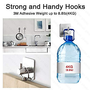 Towel Hook Self Adhesive SUS 304 Stainless Steel Brushed Nickel Bathroom Kitchen Robe Organizer (4-Pack)