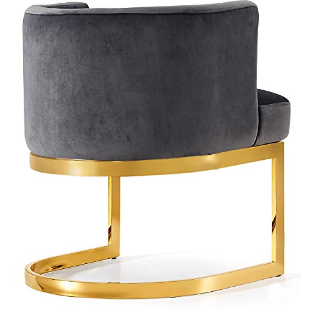 Meridian Furniture Gianna Collection Modern | Contemporary Velvet Upholstered Dining Chair with Polished Gold Metal Frame, 24" W x 22" D x 29.5" H, Grey