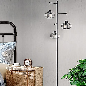 Beaysyty Industrial Style Crystal Tree Floor Lamp for Office Cafe Den Living Room Bedroom, On/Off Foot Switch,Black Floor Light,3 Lights