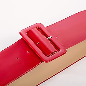 Hanna Nikole Women's PU Leather Patent Belt Fashion Waist Belts for Shirt Dress Red S