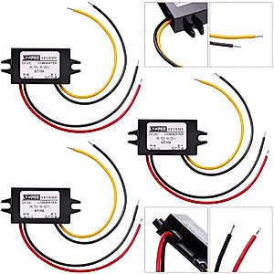 Weewooday Direct Current Converter 12v to 5v 3a 15w Buck Converter Module, Reduced Voltage Regulator Car Power Output Power Adapter, Wire Interface(3 Pieces)