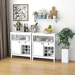 scolyk Wine Cabinet with Storage: Bar Cabinet with Storage, White Coffee Bar Cabinet with Storage, Liquor Cabinet Bar for Home, Mini Bar Cabinets for Liquor and Glasses