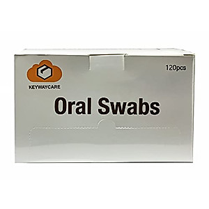 KEYWAYCARE Oral Swabs Disposable 120 Pcs Sponge Mouth Swabsticks Violet Purple Orange