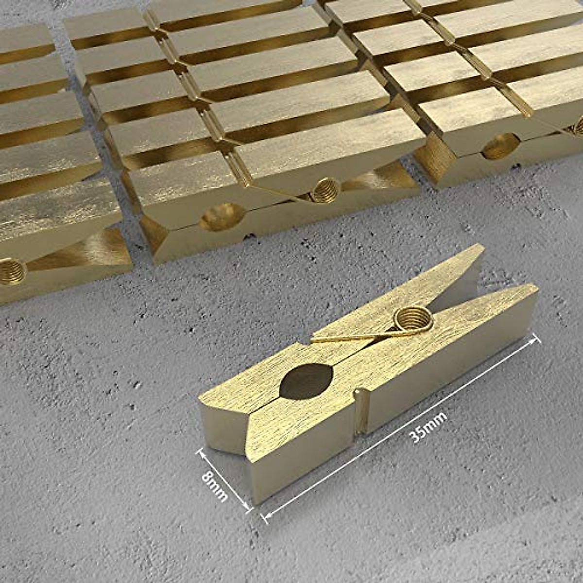 Mini Gold Clothespins - 50pcs Small Natural Wood Clothes Pin with Jute Twine for Photos Display,Gift Wrapping, Hanging Pictures Paper, Baby Clothes Pins,Small Clips for Home School Arts Crafts Decor