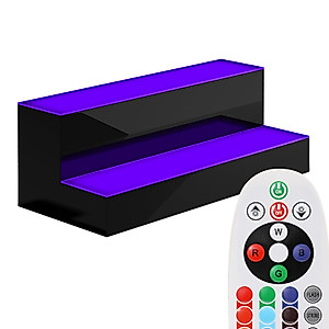 Magshion 2-Step Lighted Bar Shelves LED Lighted Liquor Bottle Display Shelf, 16" Dynamic Color Change Bottle Display, Home Kitchen Private Party Nightclub Decor, L20 Color Shifts w/Remote Control