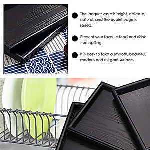 Solid Wood Serving Tray Rectangle Shape Handmade Multi Purpose for Tea Coffee Snack Food Fruit Water Tea Coffee Juice Breakfast Kitchen Decor 10 x 7.2 x 0.8 inch