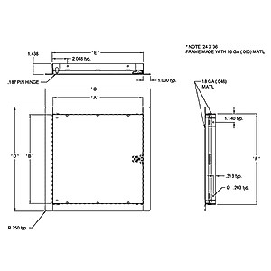 Acudor ED-2002 18 x 18 Inch Universal Flush Mount Access Panel Door Service Hatch with Stainless Steel Cam Latch & Continuous Concealed Hinge, White