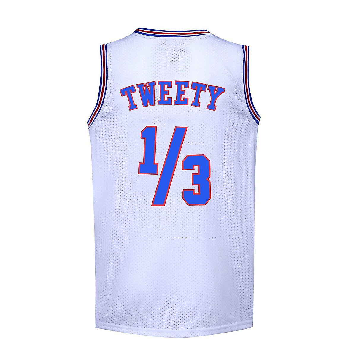 BOROLIN Youth Basketball Jersey 1/3 Tweety Space Jerseys 90s Shirts (White, Youth Large)