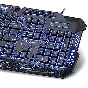 Ants-Store - LED 3 Color Backlight/Crackle M-200 Multimedia Ergonomic USB Gaming Keyboard