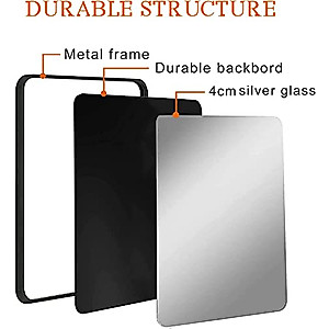 MEETDH Bathroom Mirror 30x40, Black Metal Mirror for Wall 30 x 40 inch, Rectangle Wall Mounted Mirror, Large Vanity Mirror, Wall Mirror for Bedroom, Living Room
