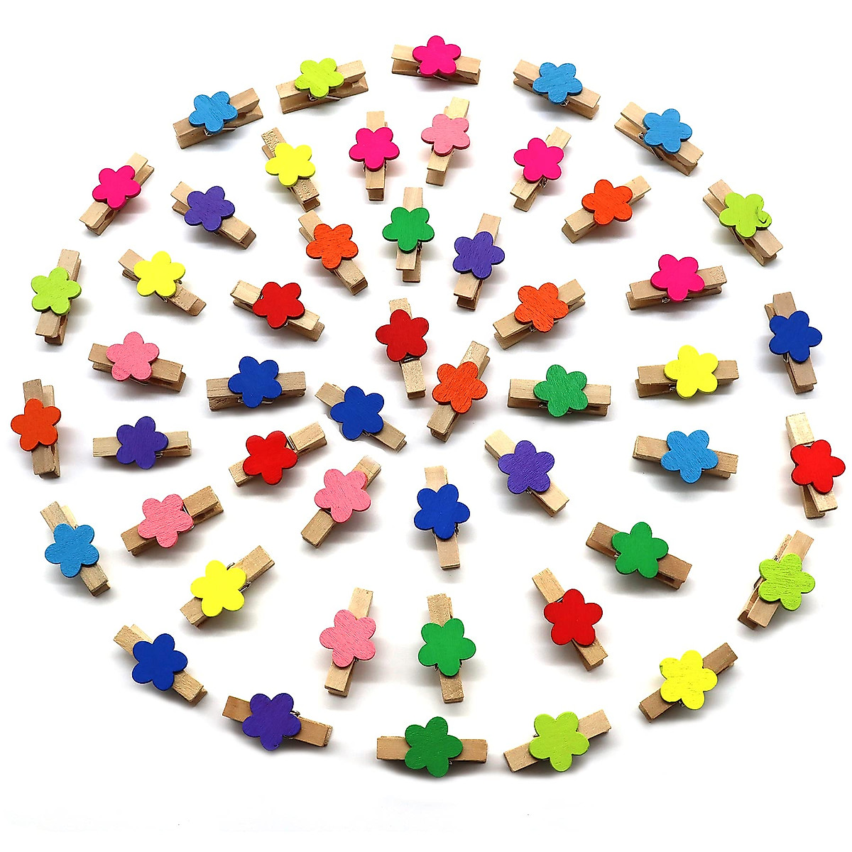 EastyGold Photo Clips Peg Pins Paper Clamp Hanging Spring Flowers Clips Clothespins Wooden Mini Laundry Clothes Natural Wood Push Pins 50 Pack 35mm for Craft Decoration