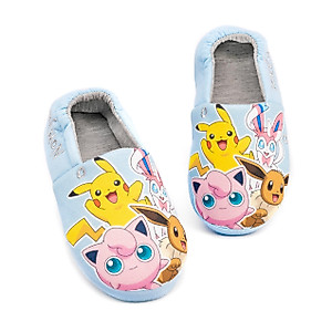 Pokemon Slippers Girls Kids Pikachu Sylveon Evee Blue Shoes Loafers 1.5 US