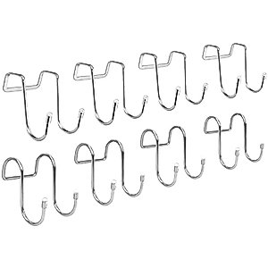 Colorlife Over The Door Hooks 8 Pack S Hooks for Hanging Heavy Duty Metal Organizer Hooks for Living Room, Bedroom, Bathroom, Kitchen Hanging Pots,Pans,Kitchen Utensil,Plants,Cups,Bags,Clothes-Silver