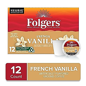 Folgers French Vanilla Flavored Coffee, 12 Keurig K-Cup Pods