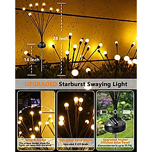 Otdair Solar Garden Lights-New Upgraded 4 Pack 8 LED Solar Powered Firefly Lights 4 Pack Solar Firefly Lights Outdoor Waterproof Vibrant Garden Lights for Patio Pathway Decoration,Warm White