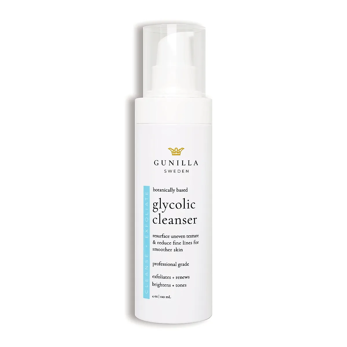GUNILLA Glycolic Cleanser Exfoliating, Moisturizing Daily Face Wash for Anti-Aging. Aloe Vera Based with 16 Botanicals for All-Skin Types 4 oz.