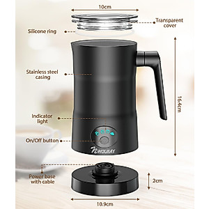 NWOUIIAY 4 in 1 Milk Frother Electric and Steamer 11.8oz/350ml Hot/Cold Foam Maker Intelligent Temperature Control Electric Milk Warmer for Latte/Coffee/Hot Chocolate/Cappuccino