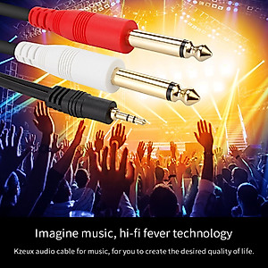 Kzeux 1/8 TRS to Dual 1/4 Audio Cable, 3.5mm TRS to 6.35mm Dual 1/4 TS Mono Y Splitter Audio Cable Adapter for SMA rtphone, Computer, Mixer, Amplifier Speaker, Home Stereo System (5FT)