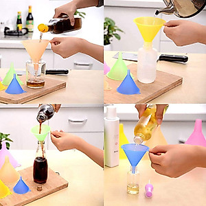 iSnuff Kitchen Funnel Set with 5 Sizes, Small to Large Plastic Cooking Funnel with Narrow Spout for Filling Bottles, Jars, Bowls, Spices, Powder Funnels, Essential Oils