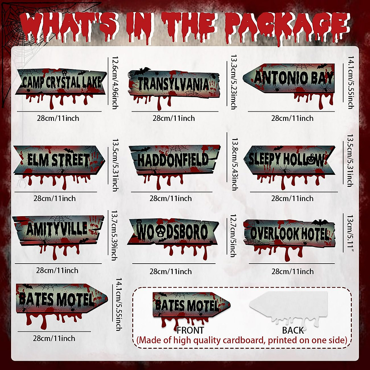 Halloween Horror Movie Themed Decoration,20Pcs Horror Cardboard Signs for Wall Decor Waterproof Horror Movie Photo Booth Props for Halloween Party Decoration