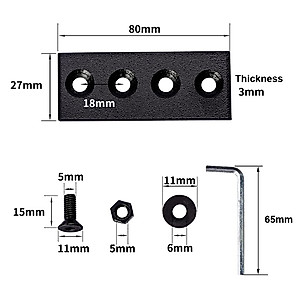 Interior Sliding Barn Door Hardware Connecting Adaptor, 3.15 inch Metal Joining Plate Repairing Fastener, Set of 2 Carbon Steel Hardware Track Connector Metal Splicing Piece, Matte Black