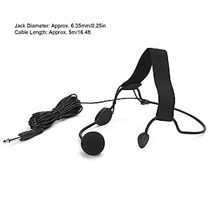 SYH&AQYE Microphone Headset, 6.35MM Connector Jack Headset Microphone with Ear Straps, Flexible Wired Boom, Anti Noise Microphone for WH20TQG Musical Instruments Guitar Drum Audio Mixer